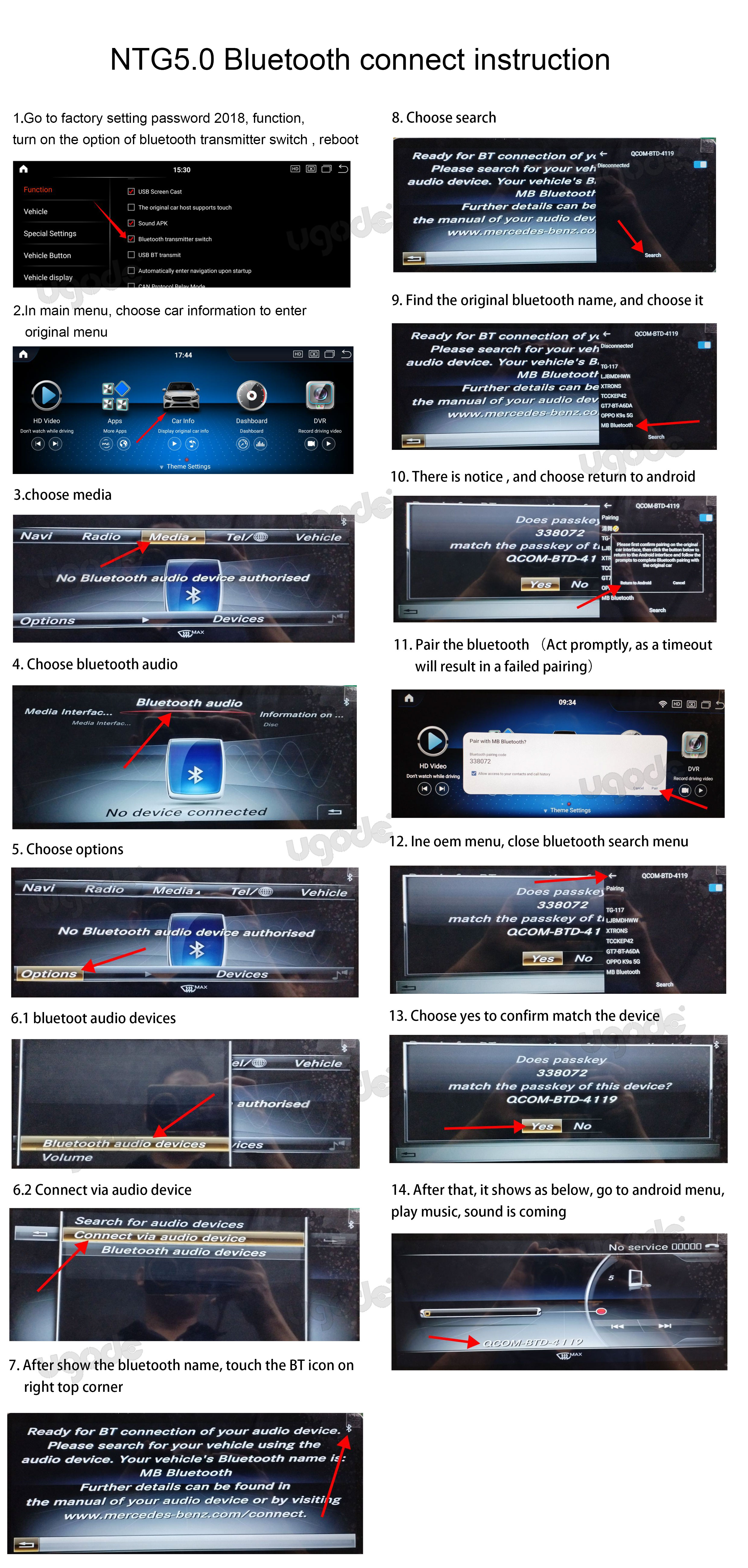 How to use the dual Bluetooth feature on the UGODE Mercedes-Benz ...